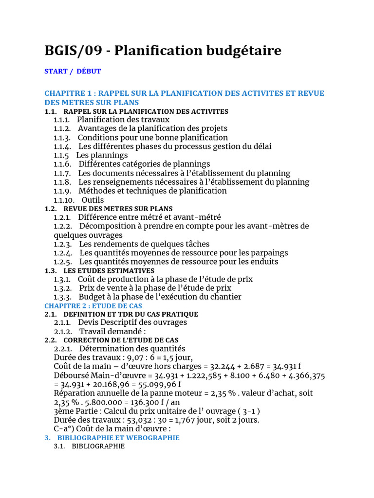 UE4-M09 - BGIS Plani Buggetaire | PDF