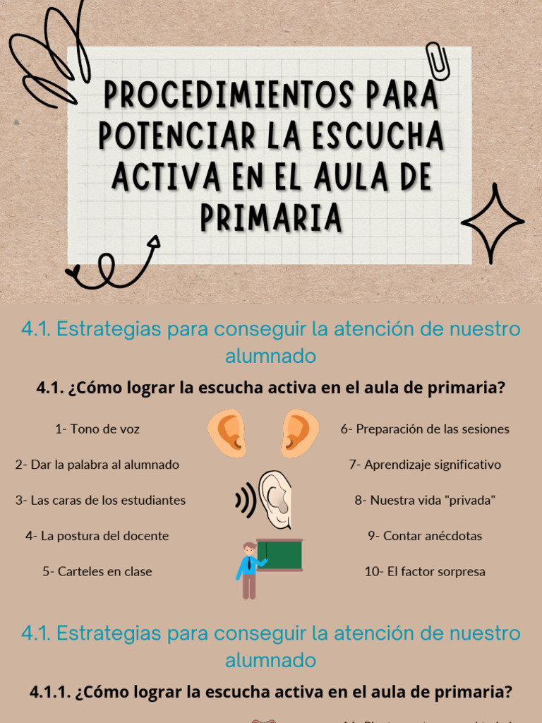 Escucha Activa en El Aula de Primaria | PDF