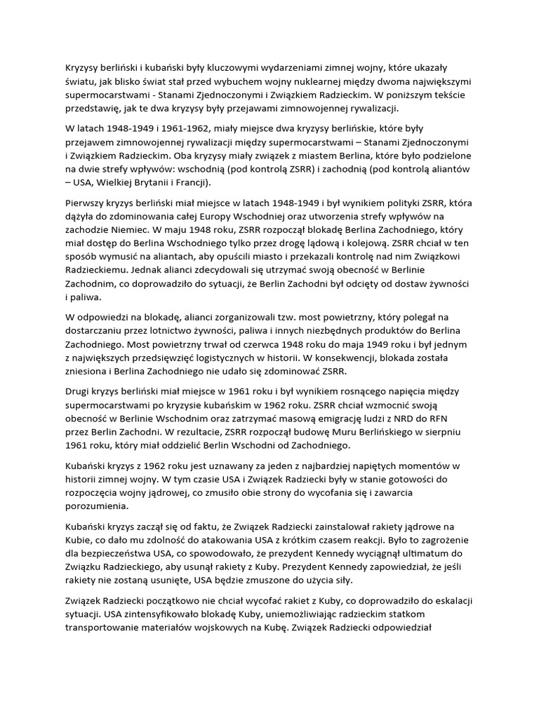 Kryzys Berlinski I Lubanski | PDF
