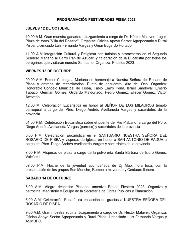 Programa Fiestas 2023 | PDF