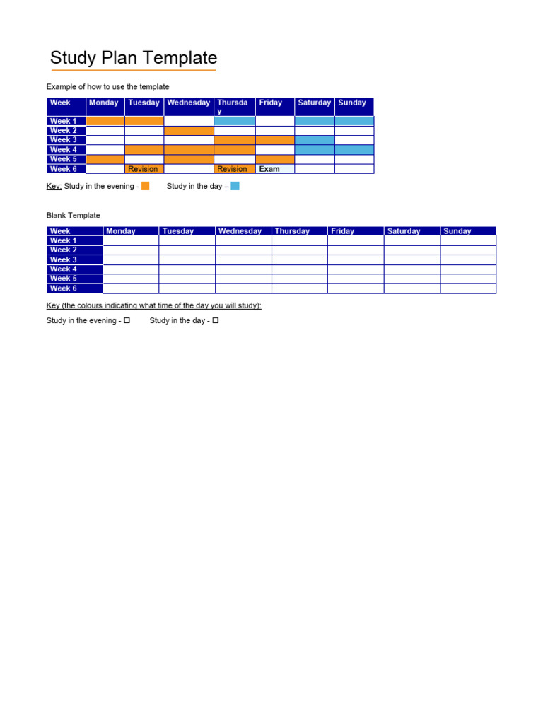 Study Plan Template 03 | PDF