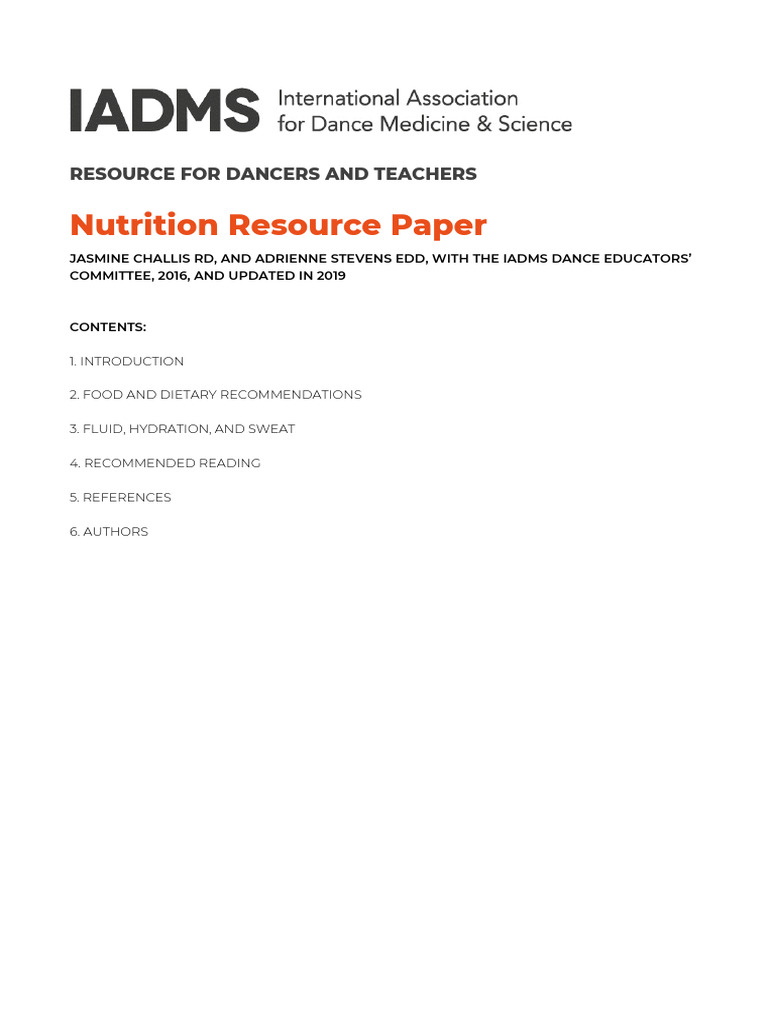 Iadms Resource Paper Nutrition Resource Paper | PDF