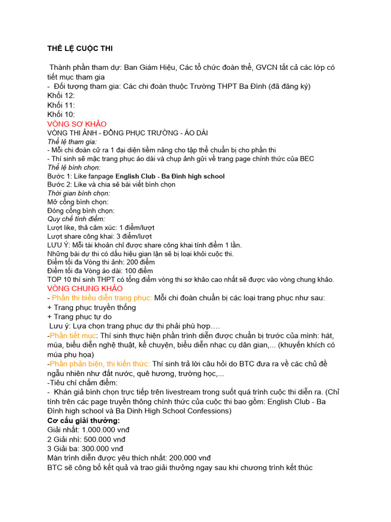 THỂ LỆ CUỘC THI | PDF