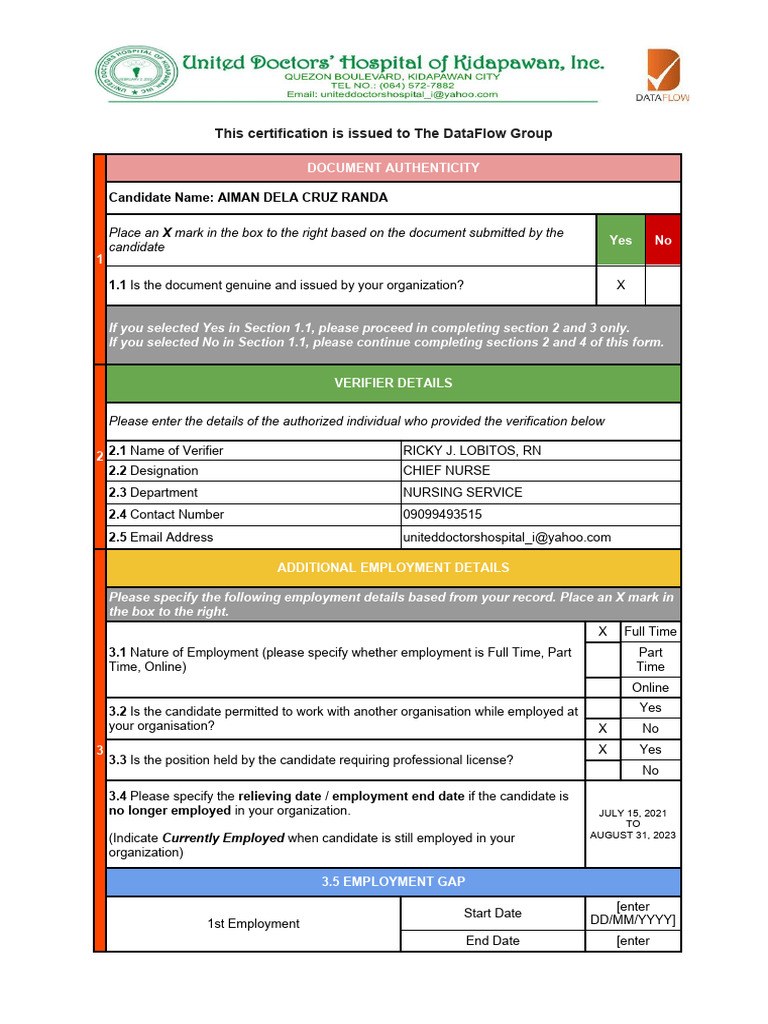 EMP IA Response Form | PDF