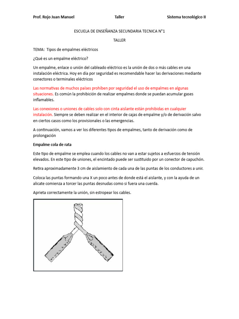 Tipos de Empalmes Eléctricos 2023 | PDF | Conector eléctrico | Aislador ...