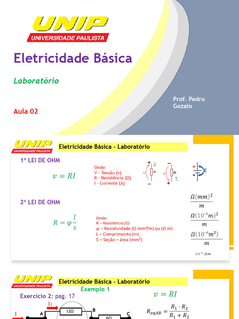 PDF Aula 2 - EB Lab - Lei de Ohm - Gerador - Kirchhoff | PDF | Rede elétrica | Resistência ...