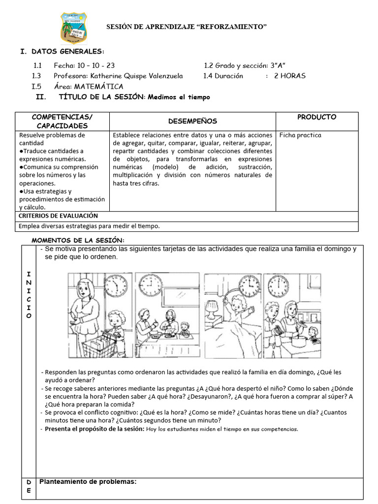 Esquema de Sesión de Medimos El Tiempo | PDF | Reloj | Cognición