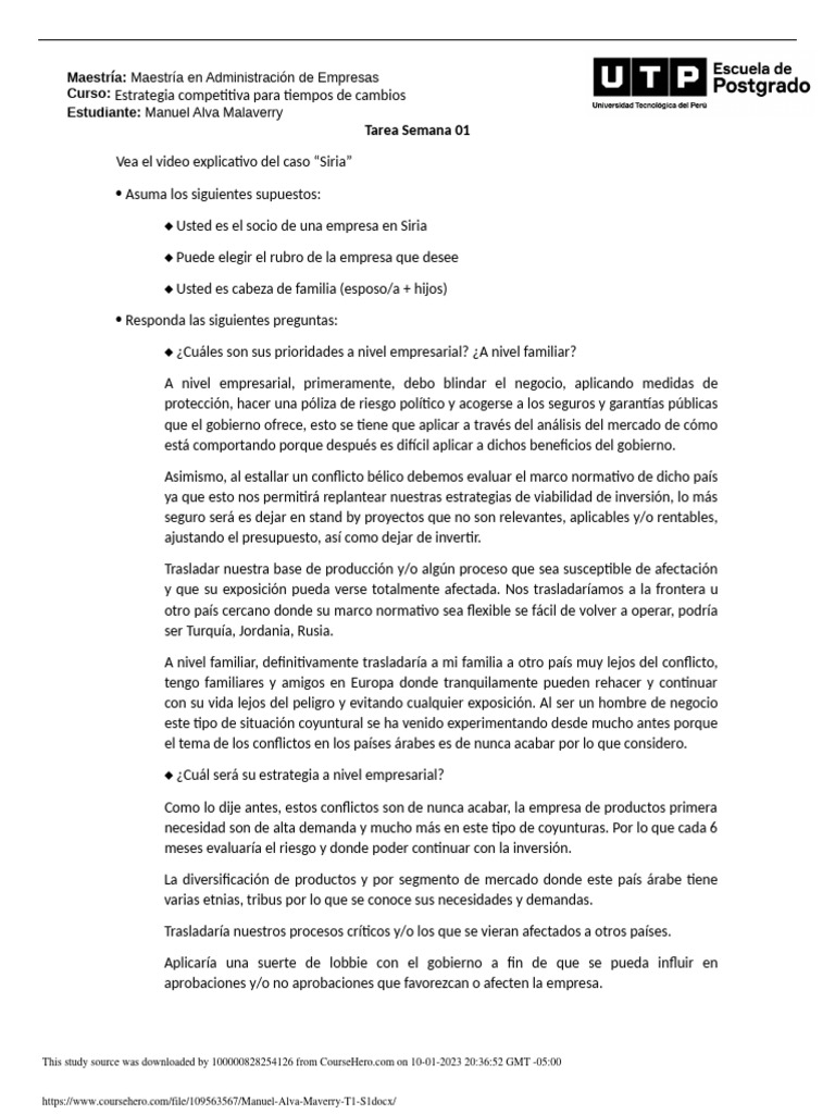 Manuel Alva Maverry T1 S1 | PDF | Business | Economias