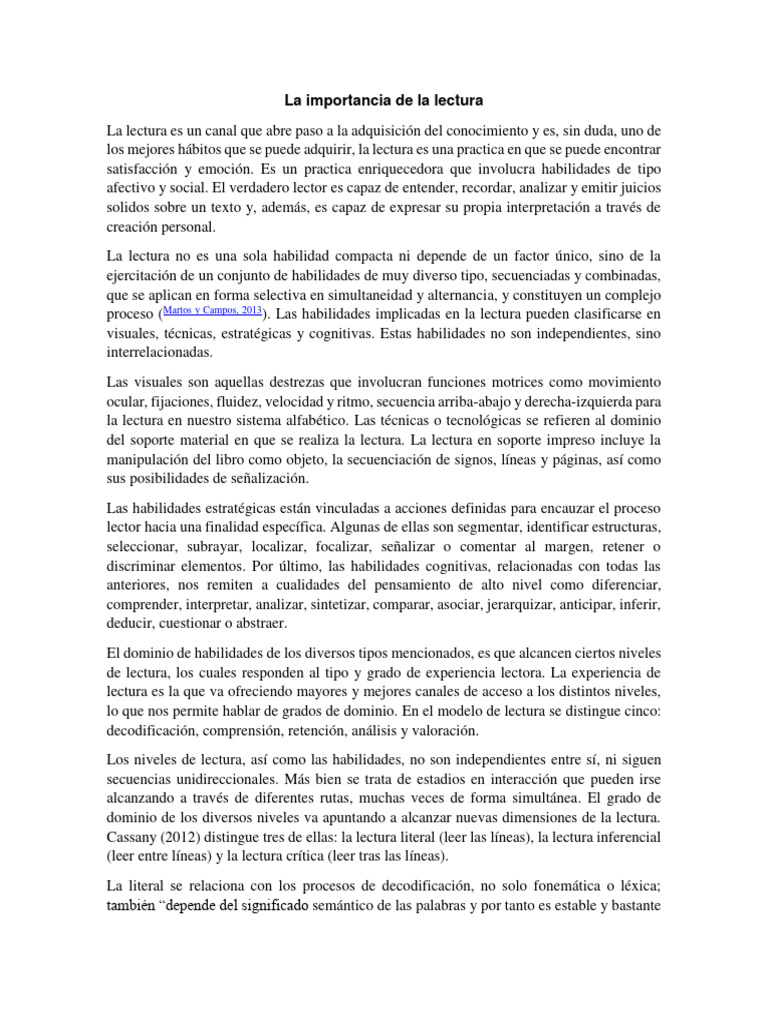 La Importancia de La Lectura | PDF