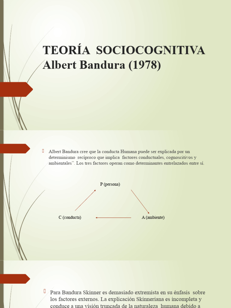 Teoría Sociocognitiva de Bandura | PDF