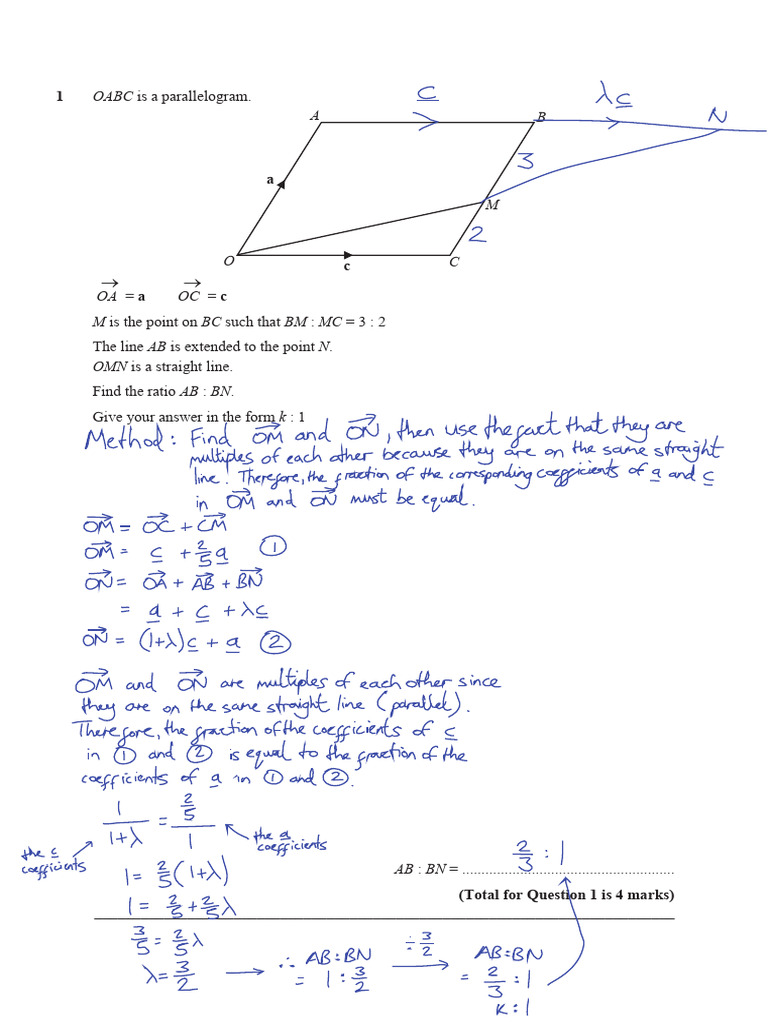 GCSE Vector Ratio Problems | PDF | Classical Geometry | Analytic Geometry