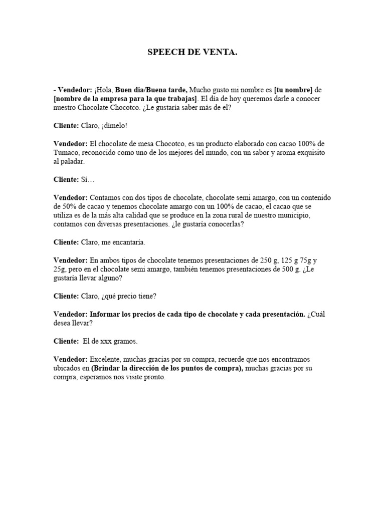 SPEECH DE VENTA | PDF