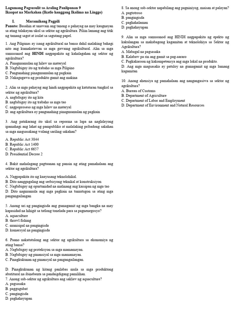 Q4 - AP9 - SUMMATIVE TEST WK 3-4 Short Version | PDF