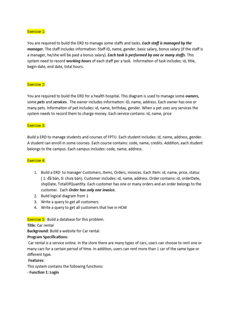 ERD Design for Staff, Tasks, and Services | PDF | Business