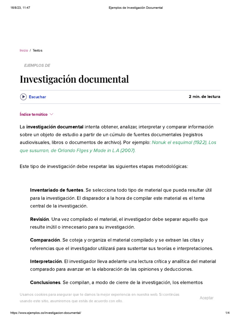 Ejemplos de Investigación Documental | PDF