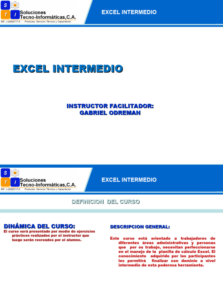 Plantilla Curso Excel Intermedio | PDF | Microsoft Excel | Hoja de cálculo Plantilla Curso Excel Intermedio | PDF | Microsoft Excel | Hoja de cálculo