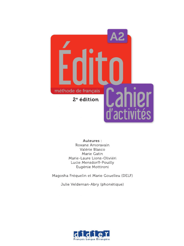 Edito A2 Cahier | PDF