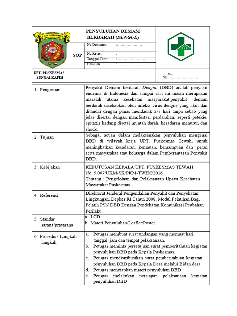 Sop Penyuluhan DBD | PDF