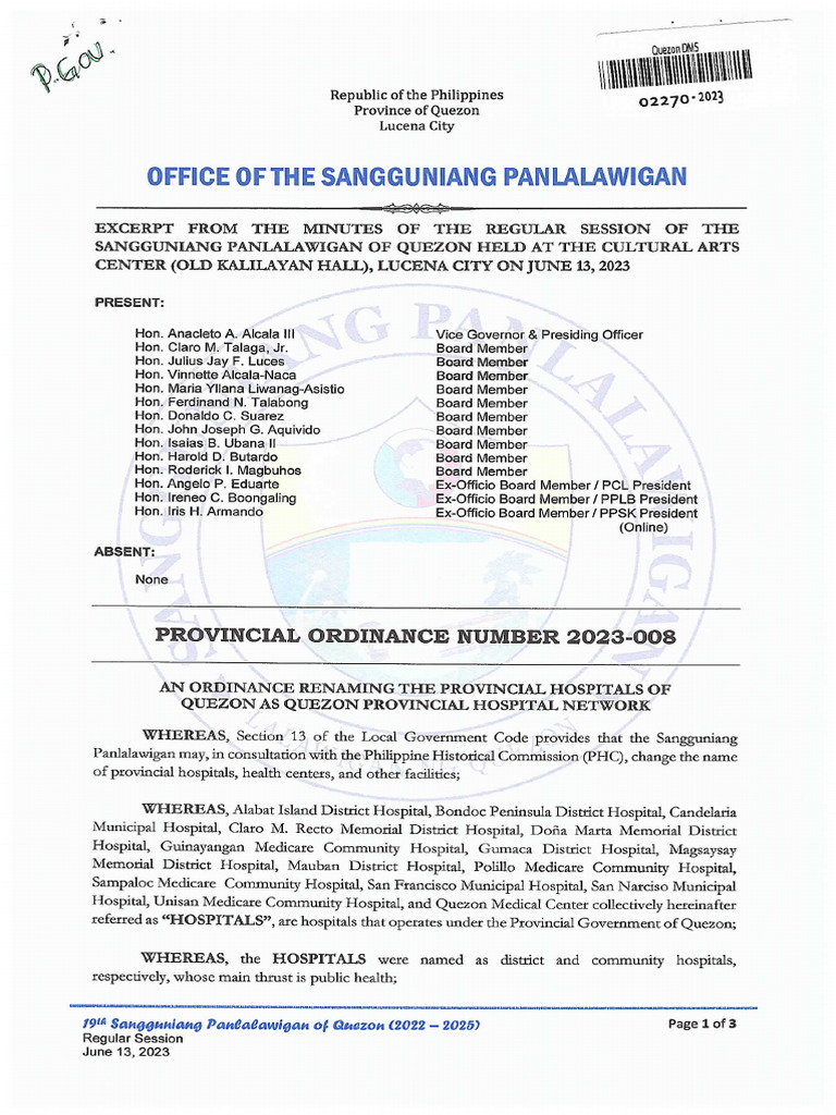 Provincial Ordinance No. 2023-008 | PDF Provincial Ordinance No. 2023-008 | PDF