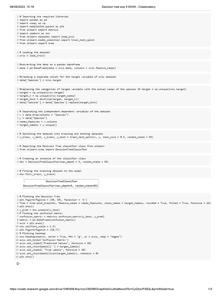 Decision Tree Exp 5 DWM | PDF
