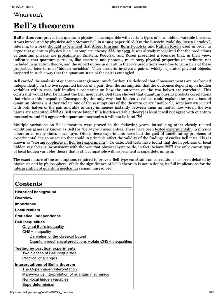Bell theorem | PDF