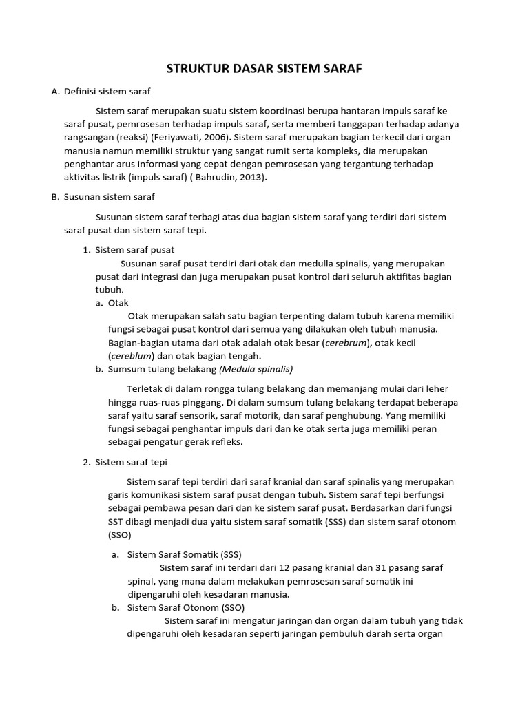 Struktur Dasar Sistem Saraf | PDF