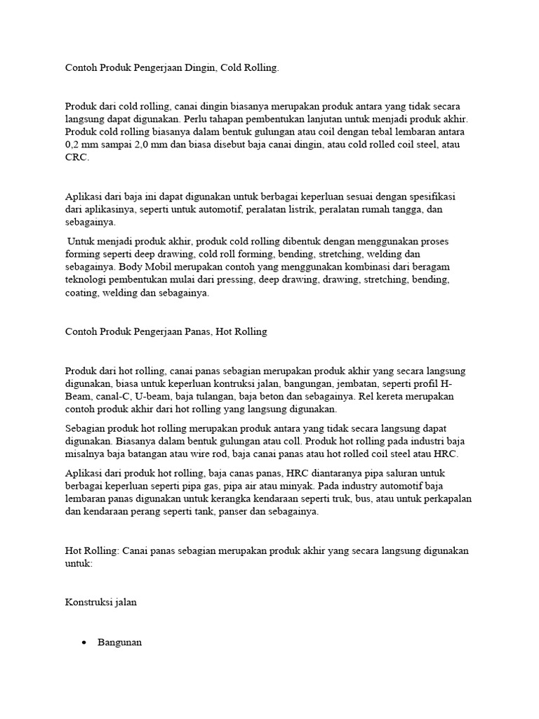 Contoh Produk Rolling | PDF | Griya & Taman | Teknologi & Rekayasa