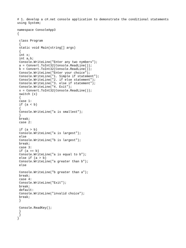 1 Develop A C Net Console Appli Pdf