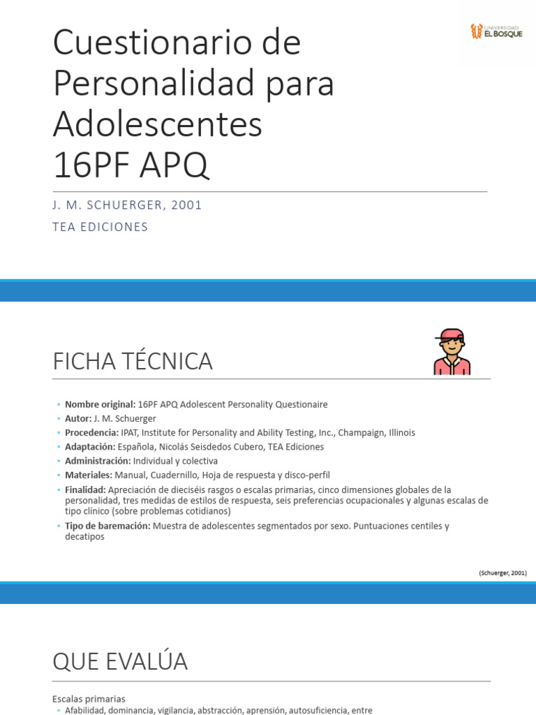 16PF APQ - Cuestionario de personalidad para adolescentes | PDF | Sicología