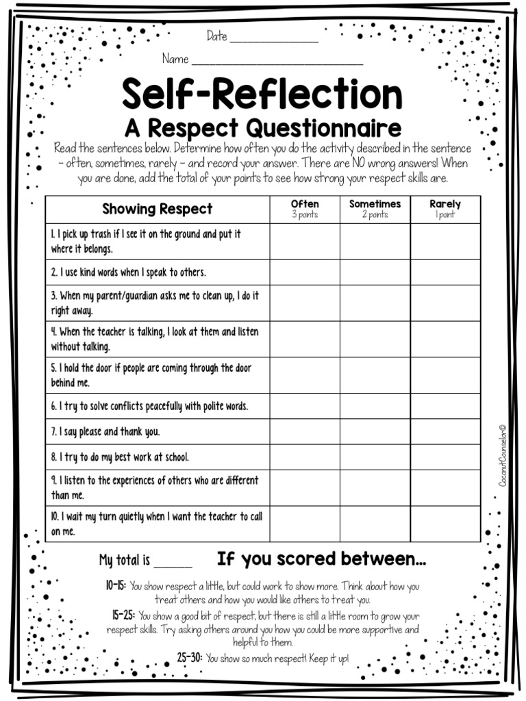 Self-Reflection: A Respect Questionnaire | PDF