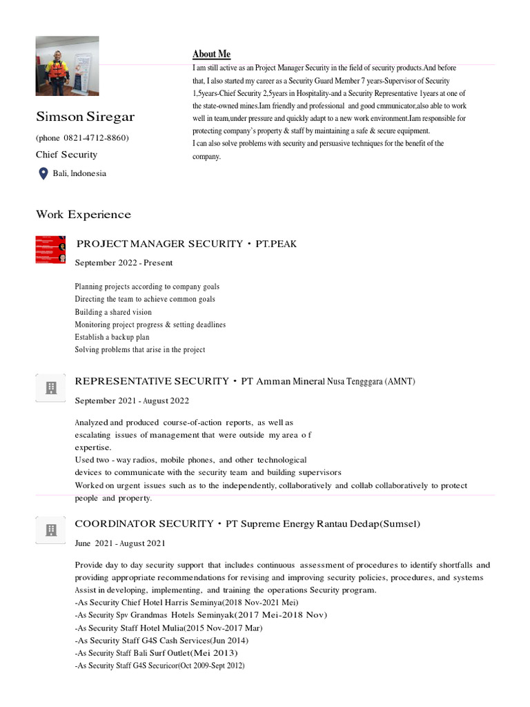 CV - Simson SIREGAR | PDF