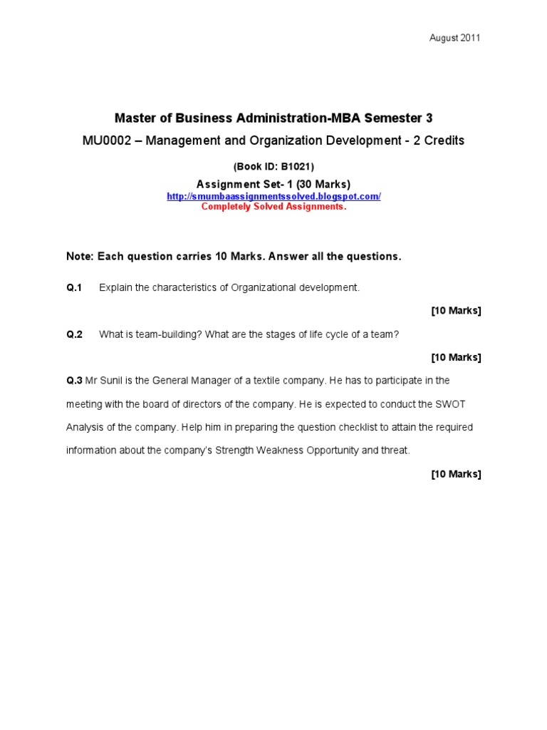 Managing Change in Organizations: MBA Assignment | PDF