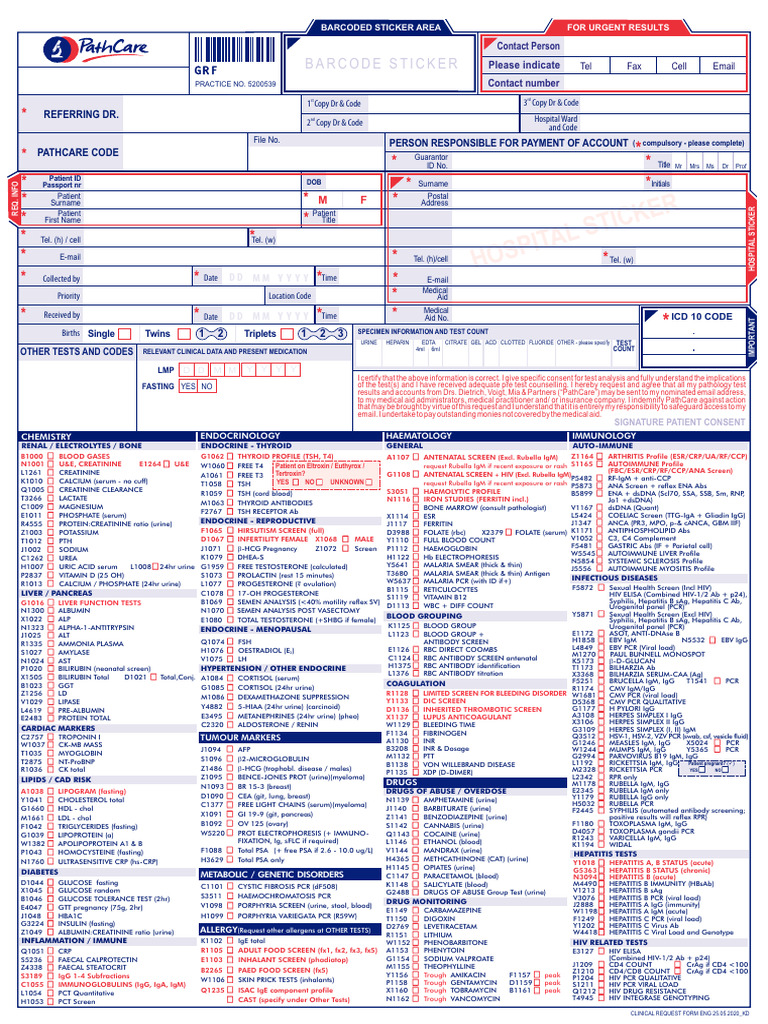 General Request Form Eng SML Fillable | PDF | Medical Specialties ...