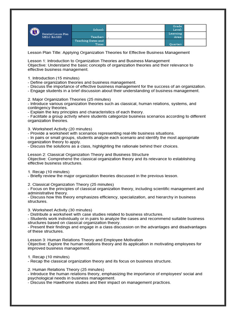 Organization and Management q2 DLL | PDF
