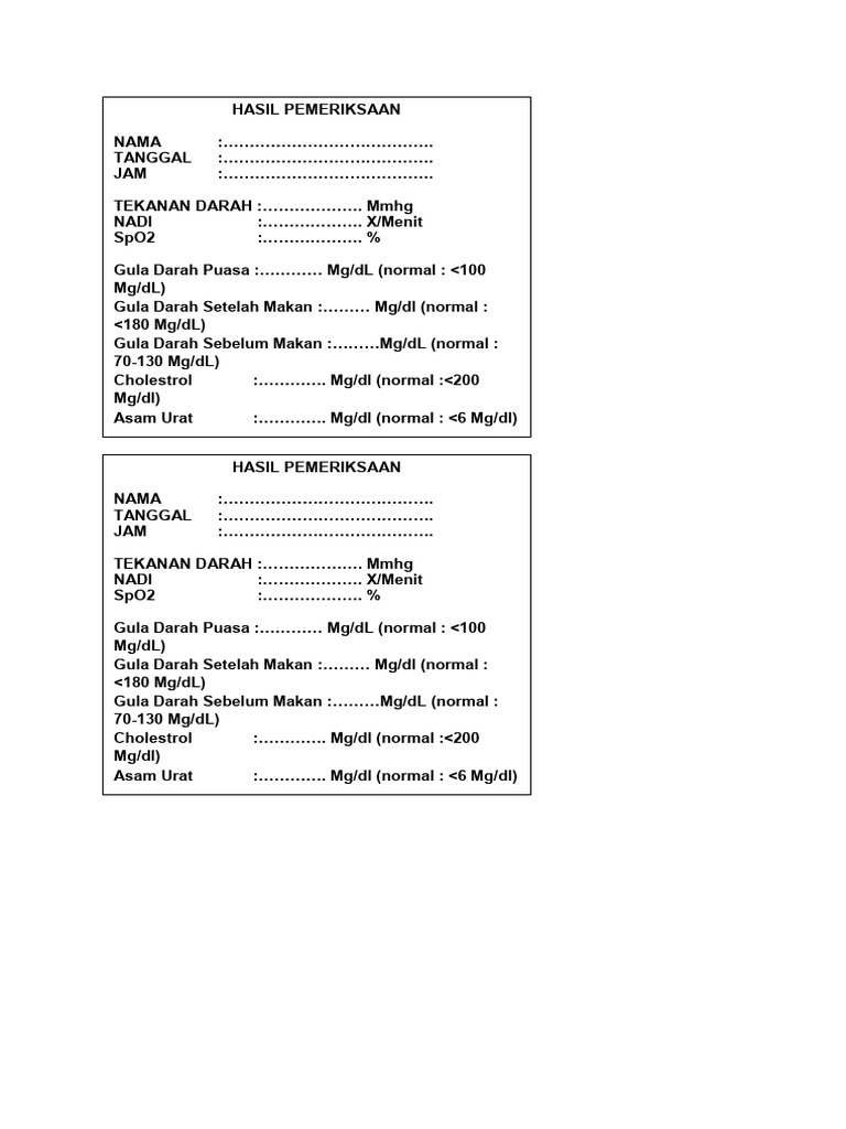 Fom Hasil Pemeriksaan GDL | PDF
