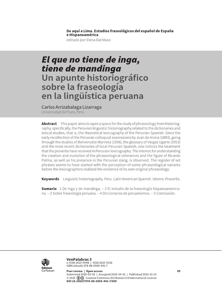 El Que No Tiene de Inga, Tiene Mandinga | PDF | Perú | Lima