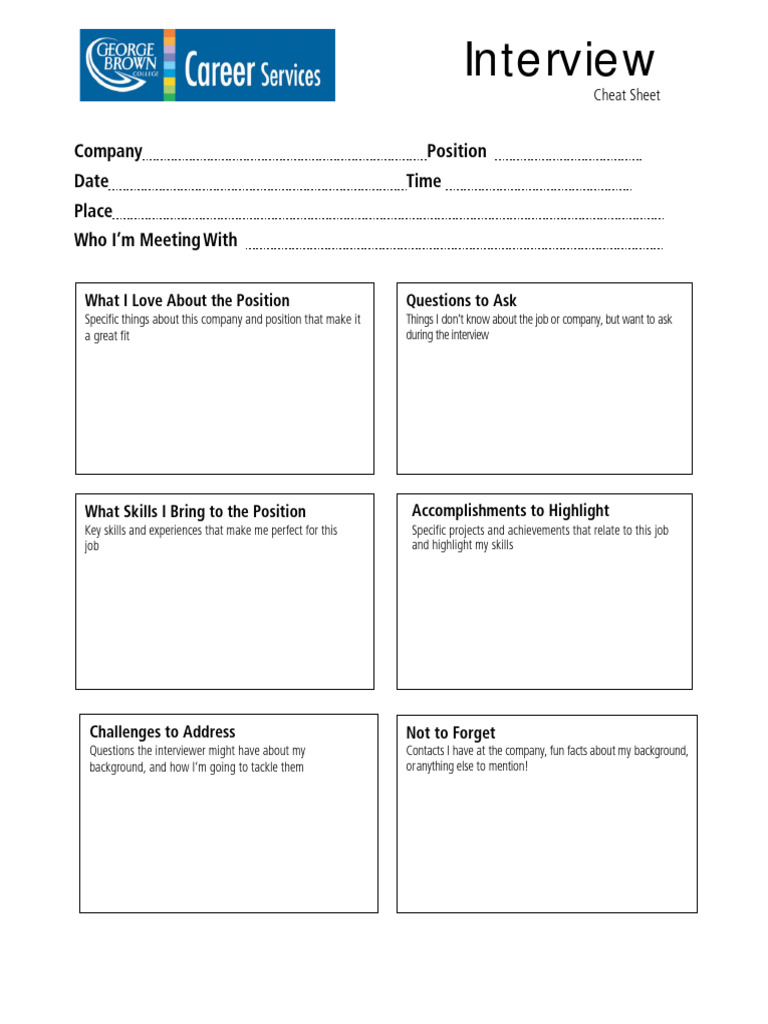 (INTERVIEW) Interview Cheat Sheet Tipsheet - FEB 2020 | PDF