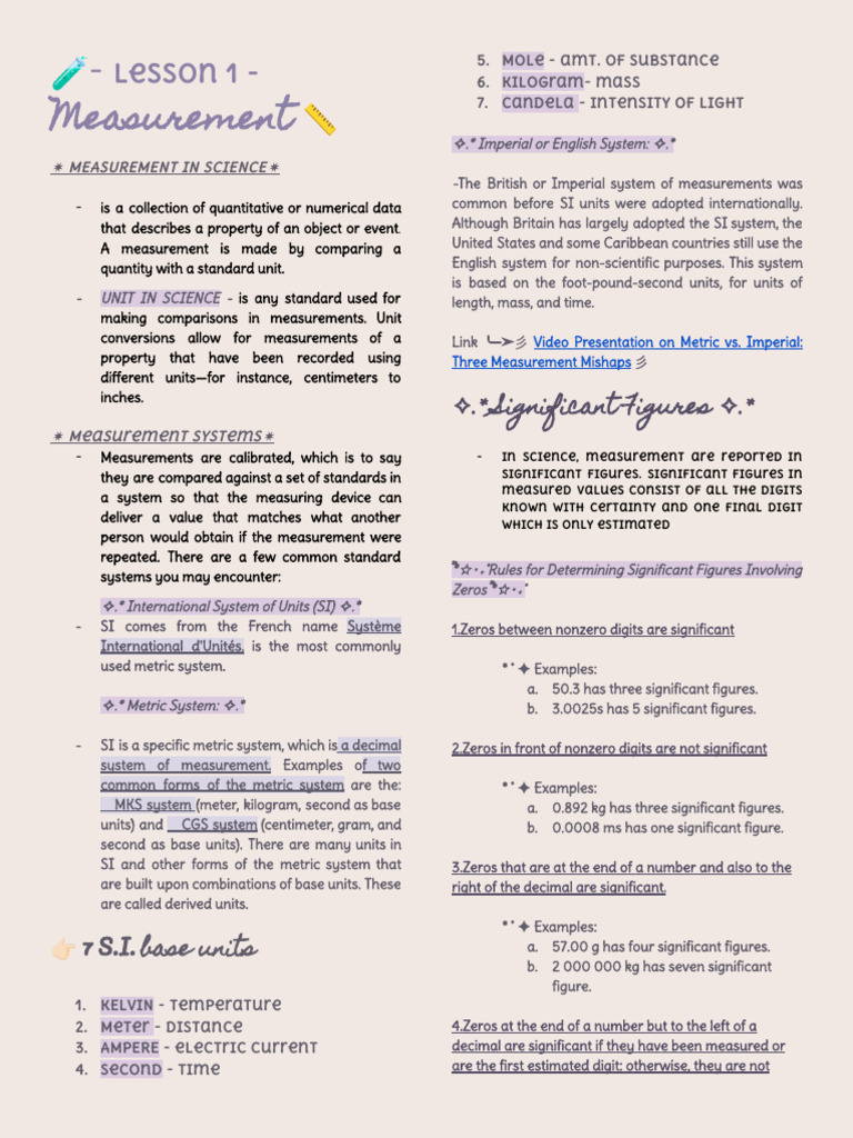 Gchem-Module 1 - L1 Measurement - Notes | PDF
