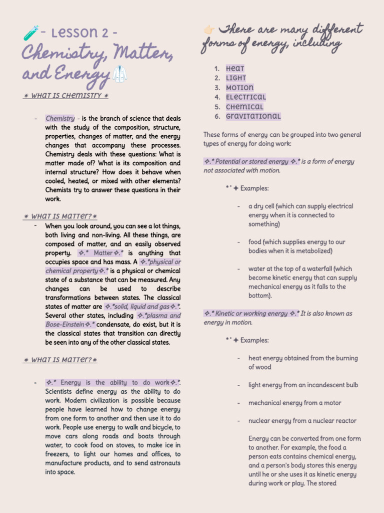 GCHEM-MODULE 1 - L2 Chemistry, Matter, and Energy - NOTES | PDF