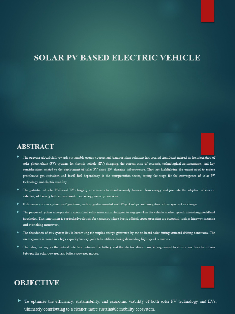 Solar PV Integration for Electric Vehicles | PDF