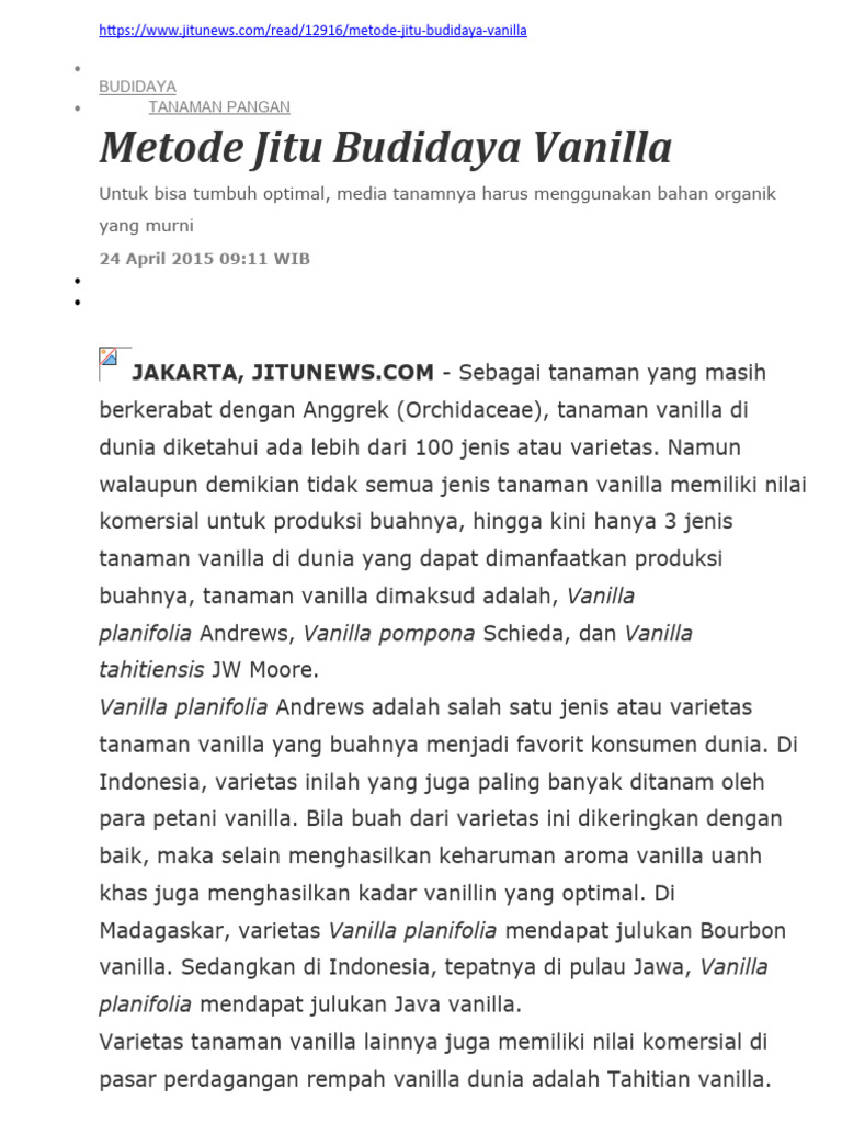 Metode Jitu Budidaya Vanilla | PDF | Griya & Taman | Sains & Matematika