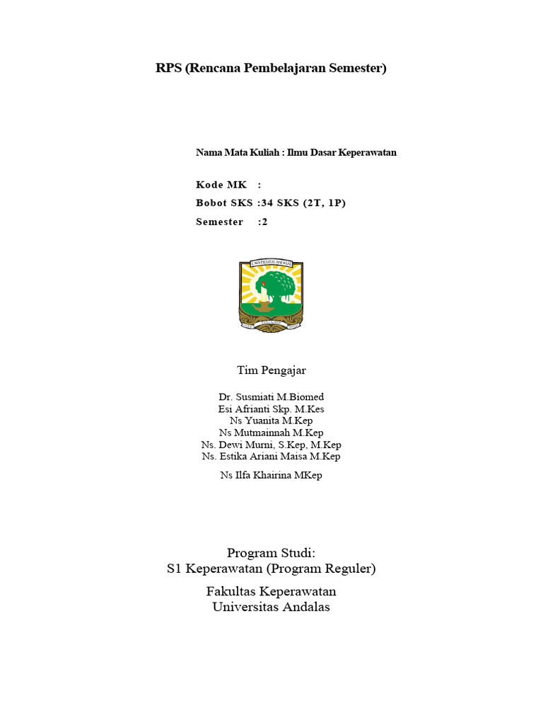 RPS OBE FKep Unand 2022 - IDK - Program A Semester 2 | PDF