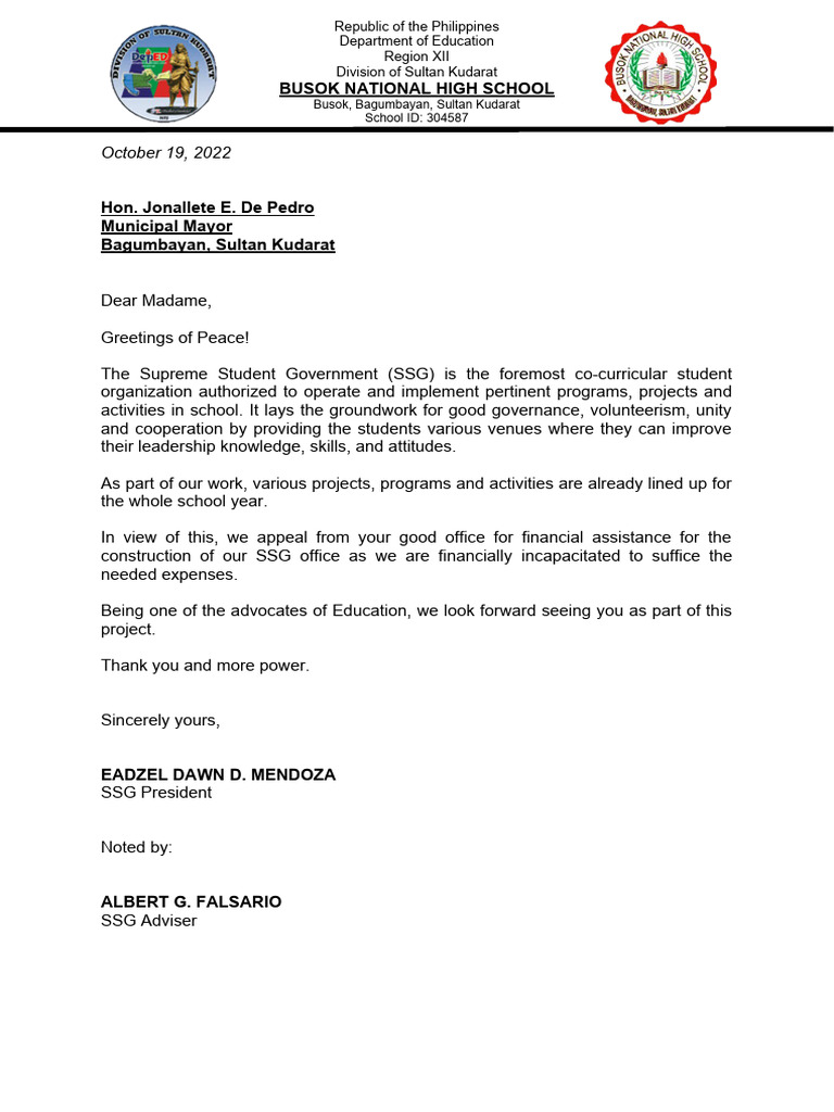 Solicitation Letter SSG | PDF