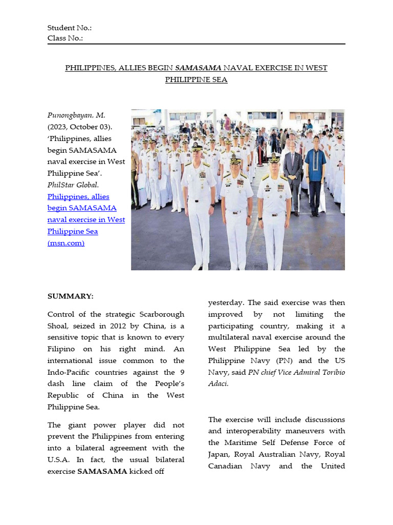News Clippings Sample | PDF | Philippines | South China Sea