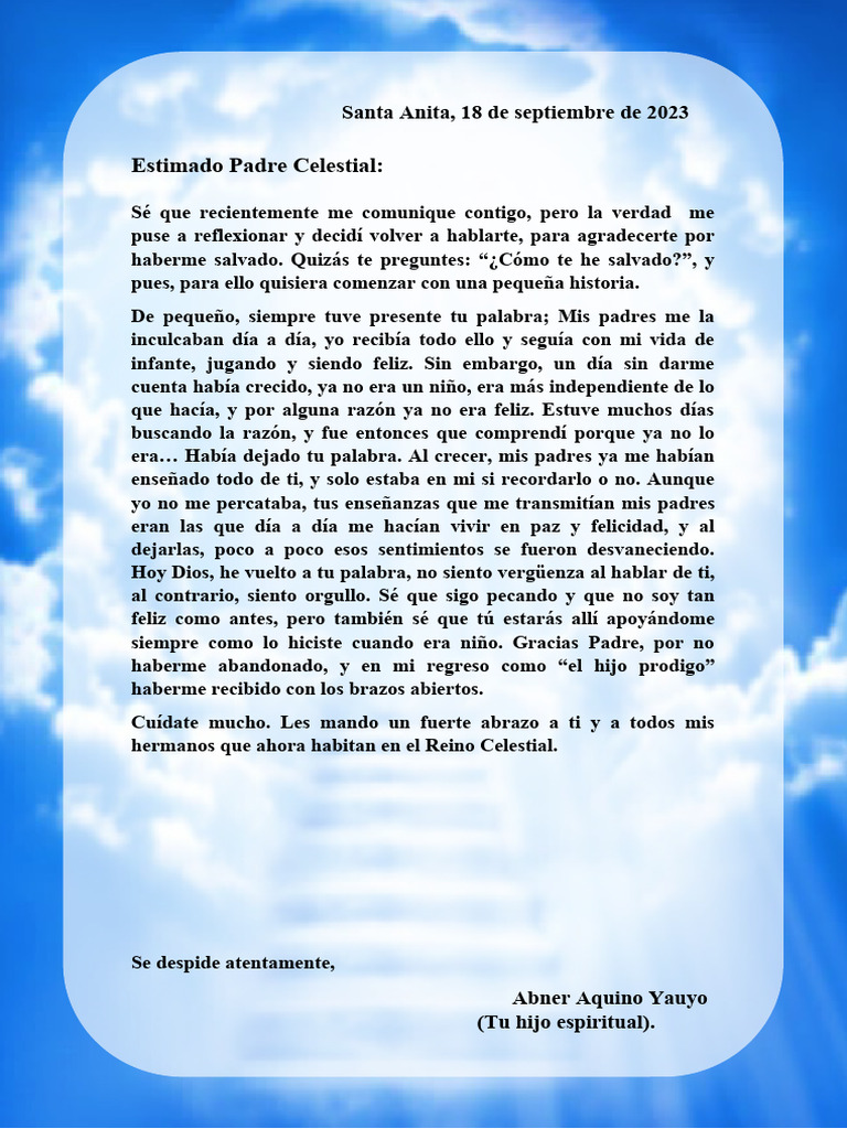 Carta de Agradecimiento A Dios - Religion | PDF