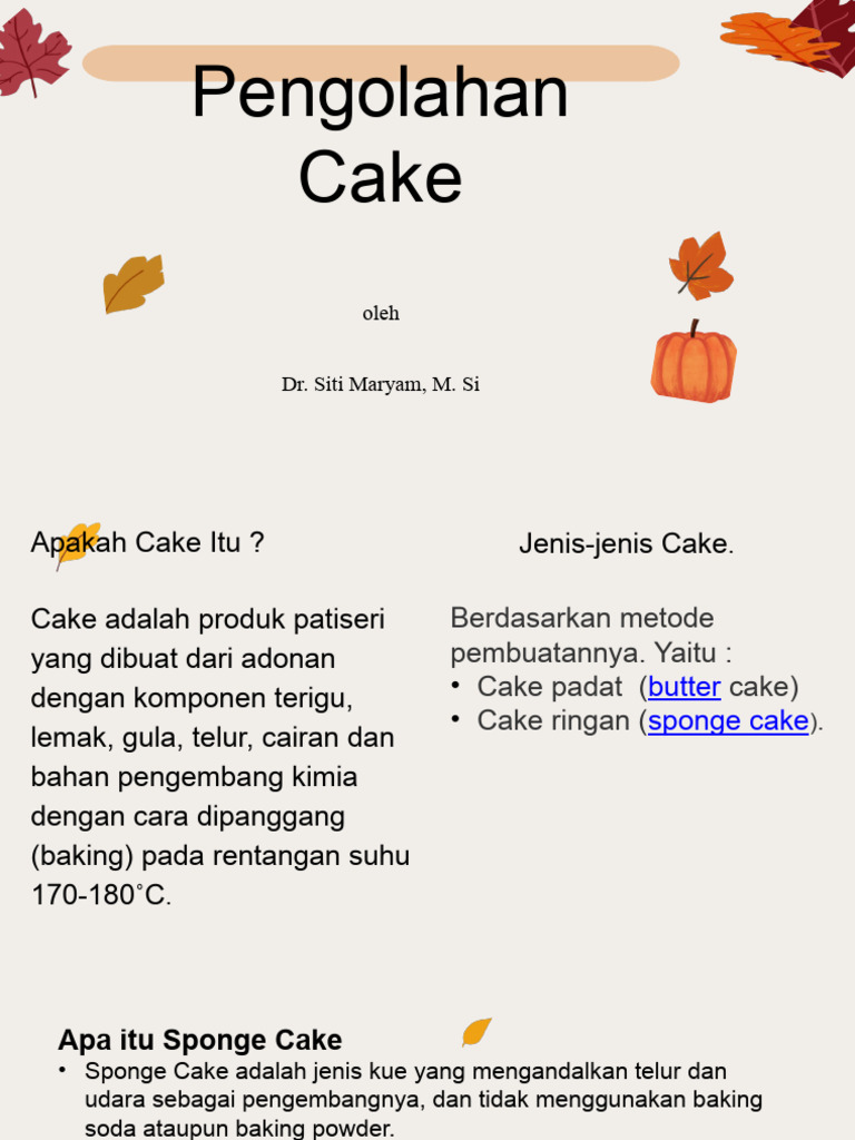 Pengolahan Cake | PDF