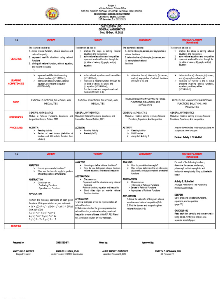 DLL GenMath Q1 Wk3 | PDF