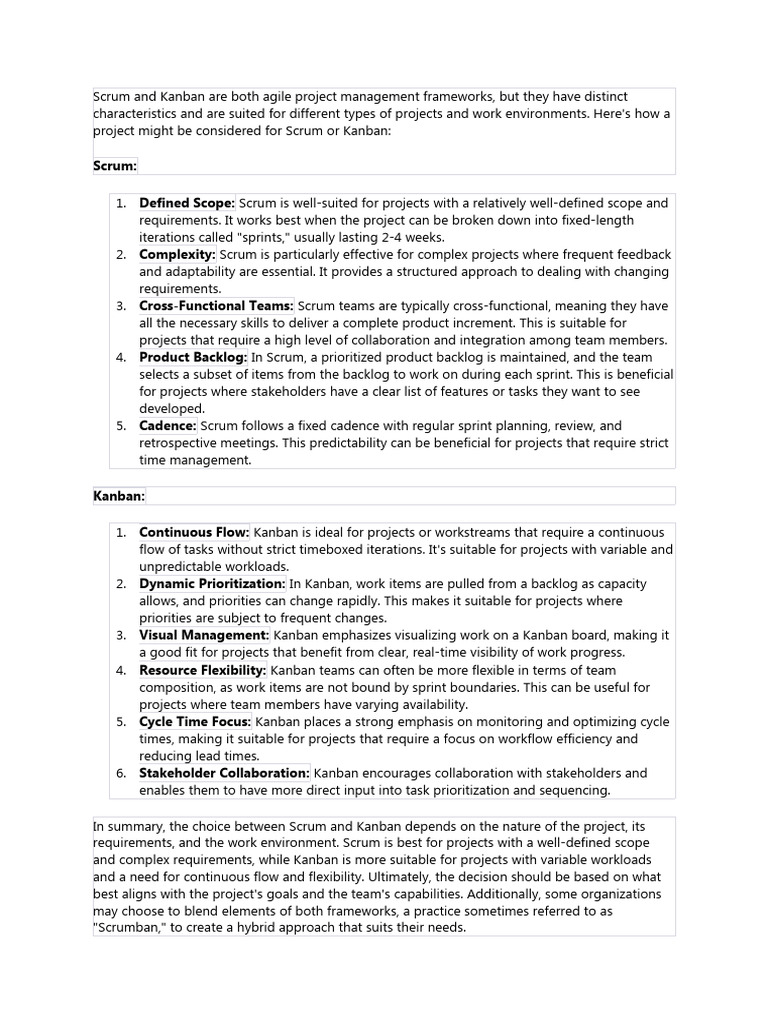 Scrum and Kanban Are Both Agile Project Management Frameworks | Download Free PDF | Scrum ...