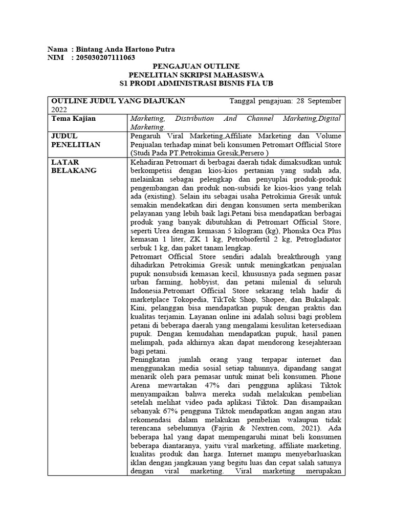 Outline 1 Bintang Petro | PDF