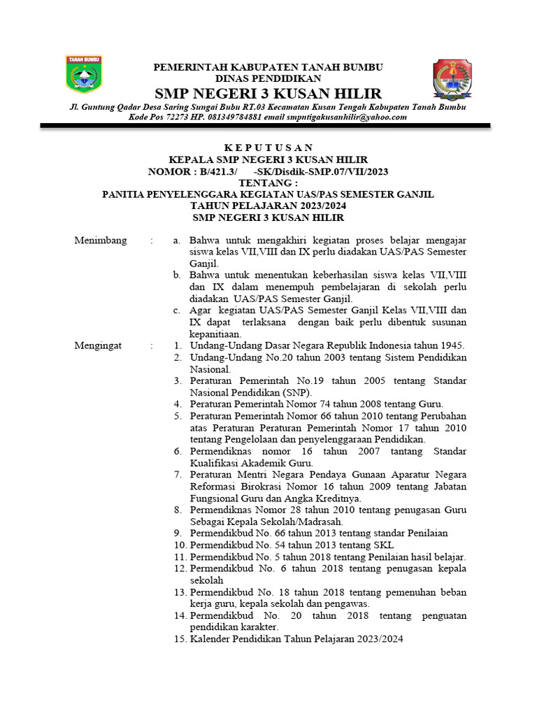 SK Uas Ganjil 2024 | PDF